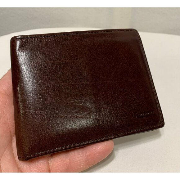 Coach | Bags | Vintage Coach Water Buffalo Bifold Wallet Dark Brown ...
